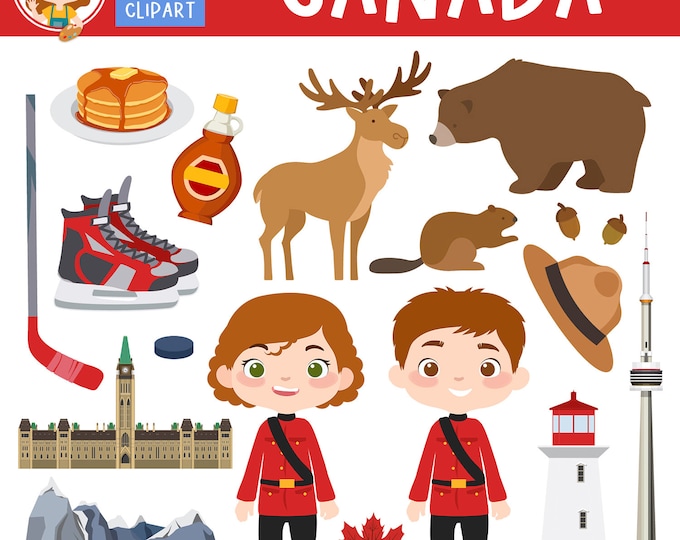 Oh Canada Travel Clip Art - Canadian Flag - North American Continent ...