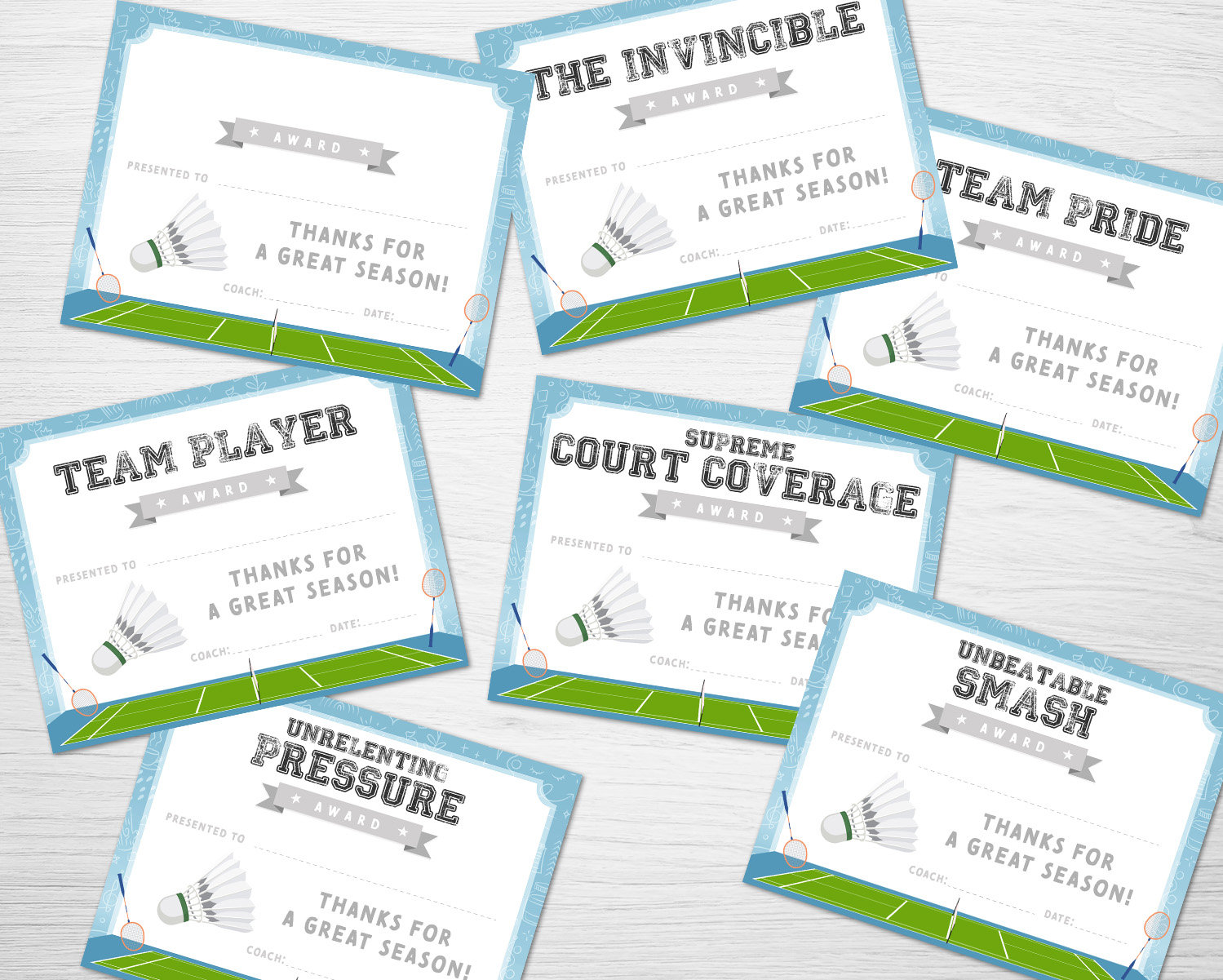Editable Badminton Award Certificates, Award Ceremony Certificate ...