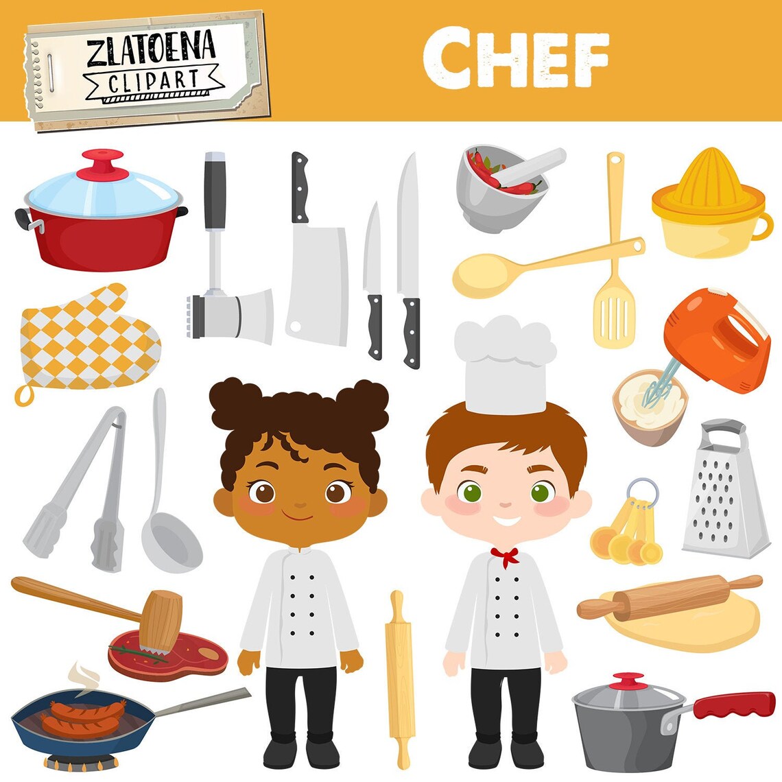 Chef Clipart Cooking Party Clip Art Cook Clipart Utensils - Etsy
