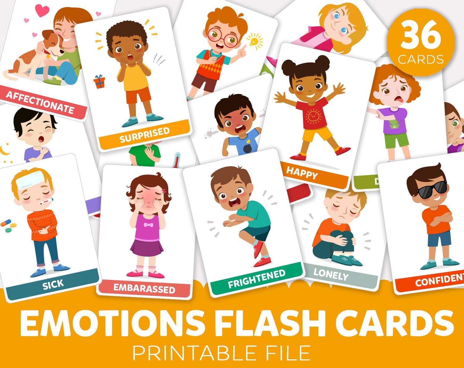 EMOTIONS And Feelings Printable Flashcards For Kids, 28, 51% OFF