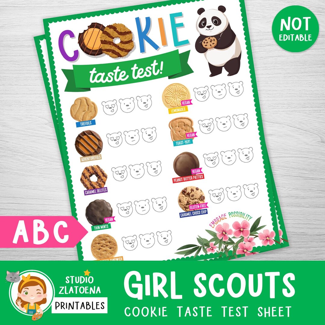 ABC Girl Scout Cookie Tasting Test, Testing Mat Sheet Printable, Little ...