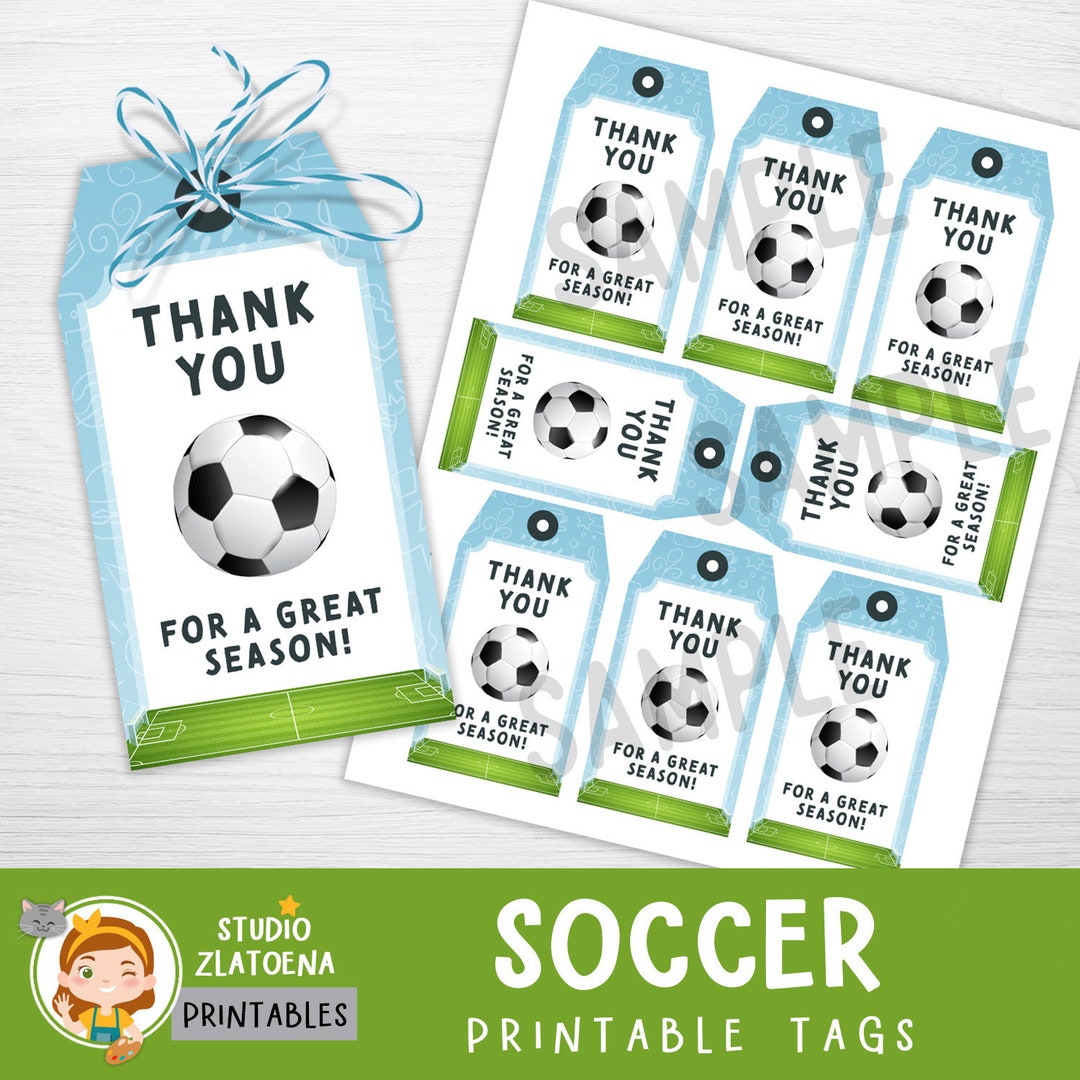 Soccer Thank You for a Great Season Printable Tag, Thank You Tag, Thank ...