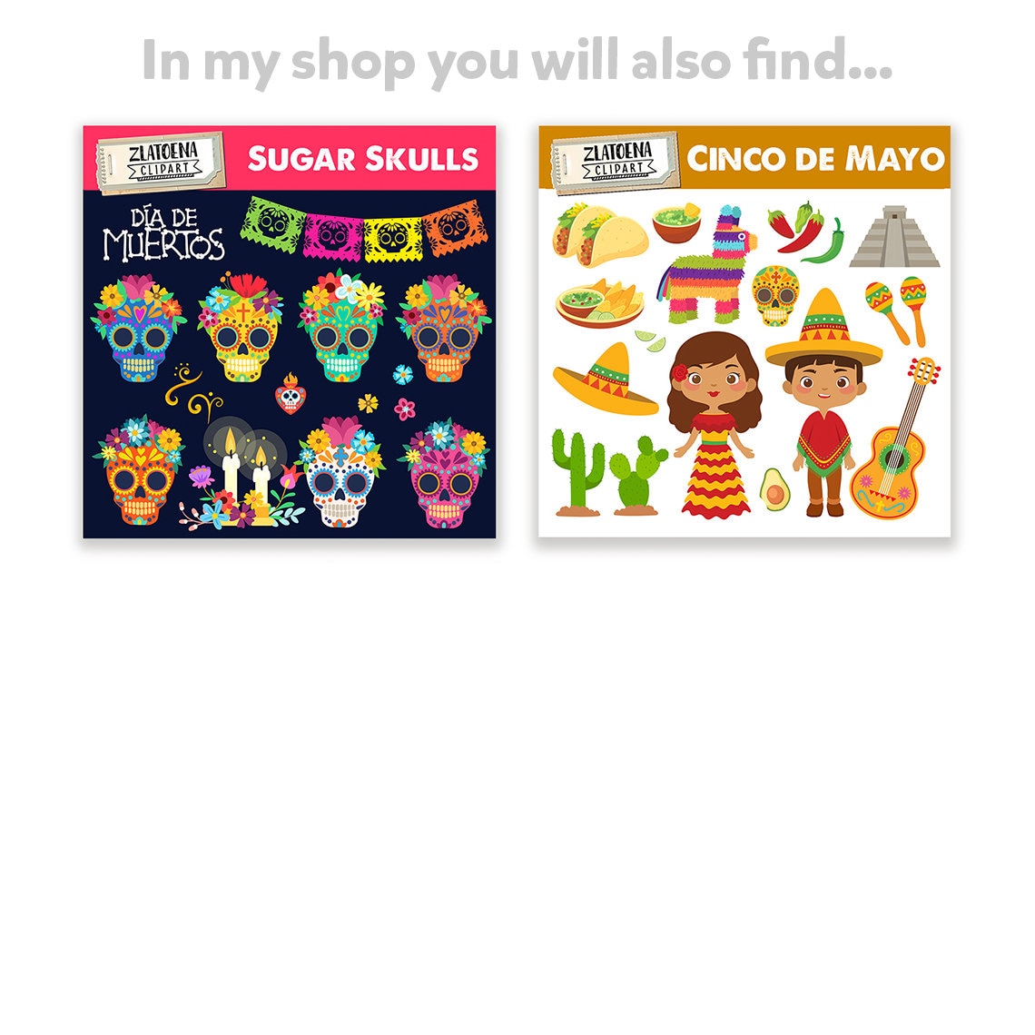 Day of the Dead Clip Art Dia De Los Muertos Graphics Fiesta - Etsy