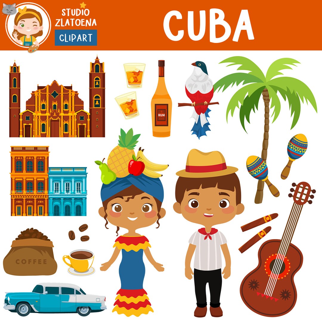 Cuba Clip Art Havana Clip Art Cuba Clipart Travel Clipart Guitar Coffee ...