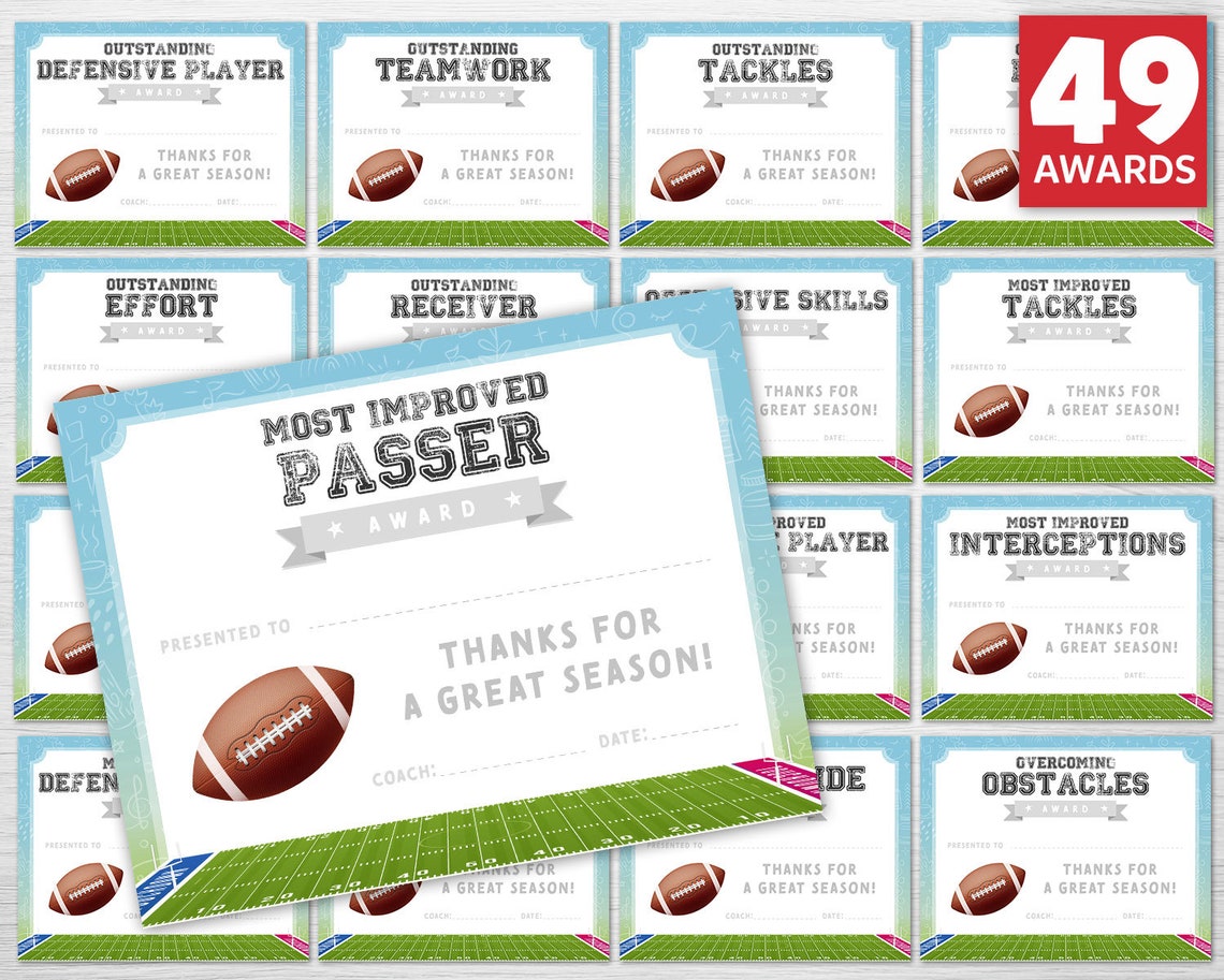 Editable Football Award Certificates Award Ceremony - Etsy