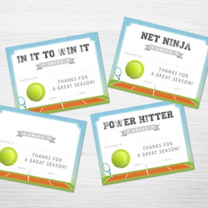 Editable Tennis Award Certificates, Tennis Award Ceremony Certificates ...