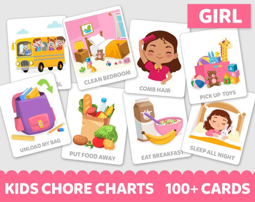 Kids Chore Chart Editable Routine Cards Kids Reward Chart Cleaning ...