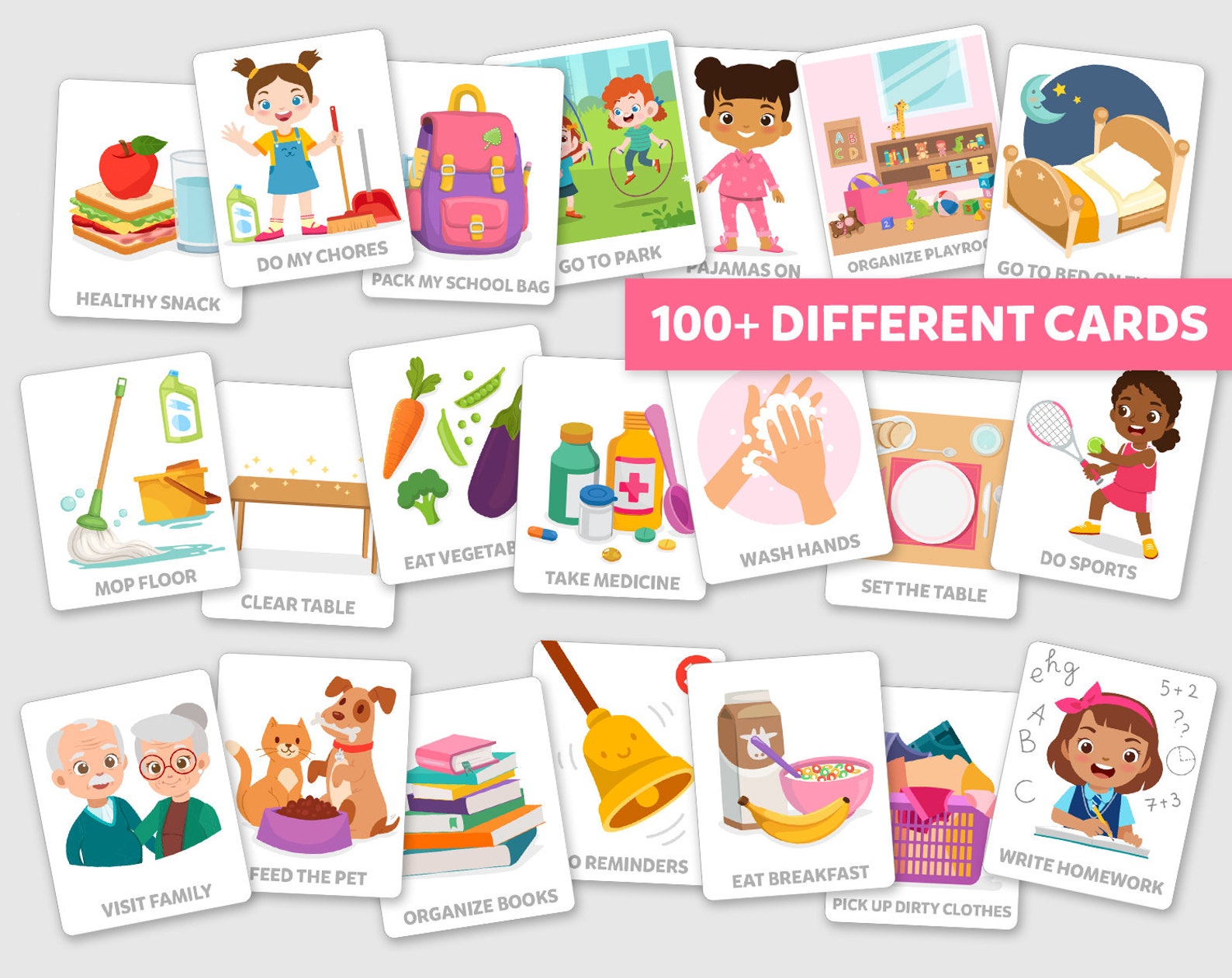 Kids Chore Chart Editable Routine Cards Kids Reward Chart | Etsy