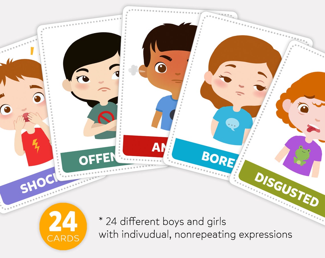 Printable Emotions Flash Cards Emotions Flashcards Emotion - Etsy