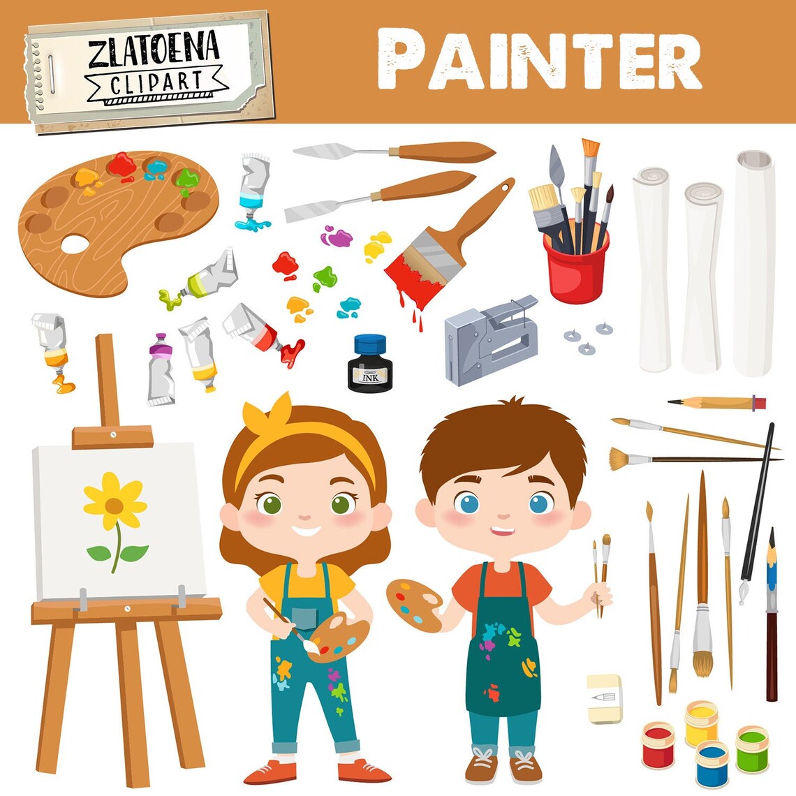 Painter Clipart Art Class Graphics Painting Clipart Art - Etsy