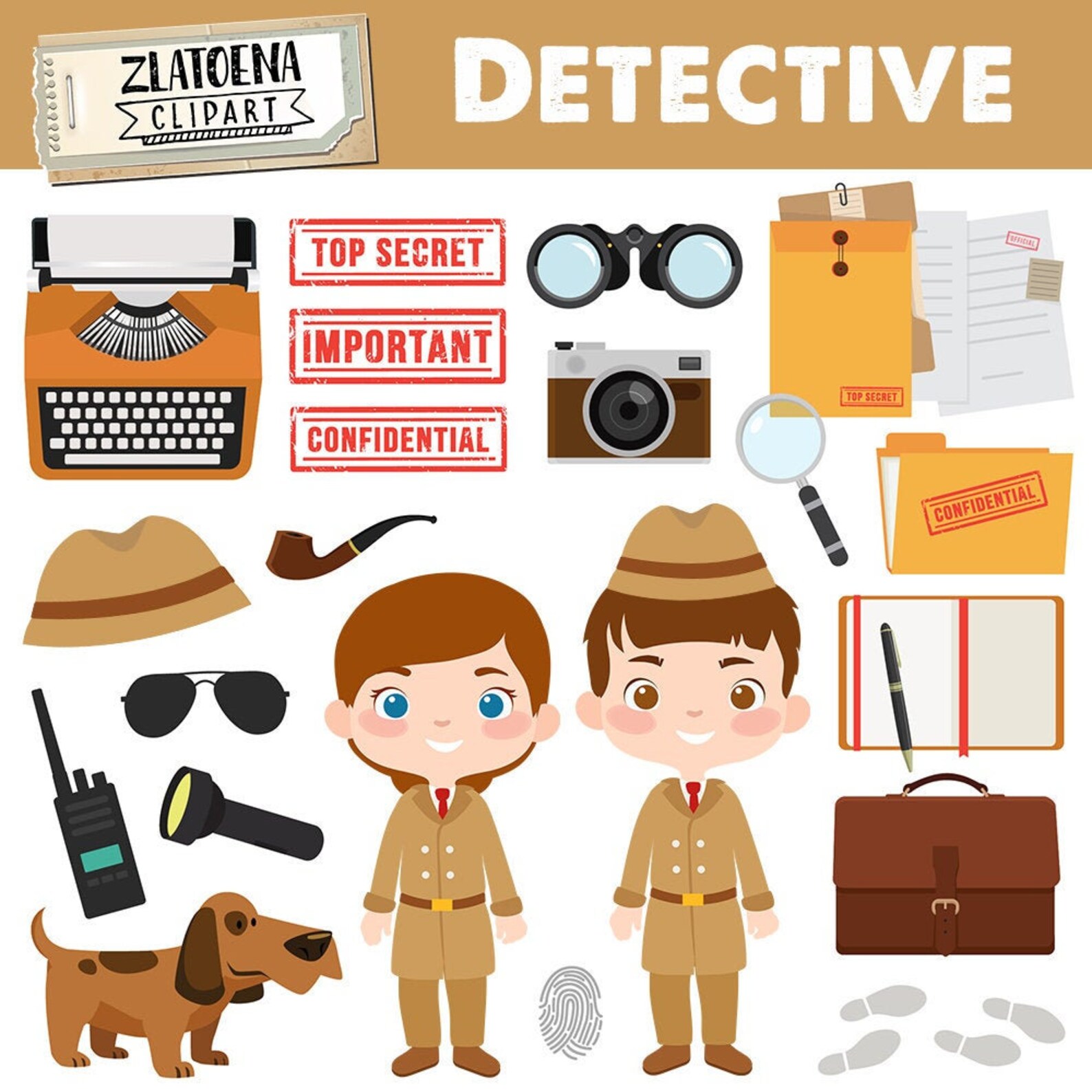 Detective Clipart Private Investigator Graphics Spy Clipart - Etsy