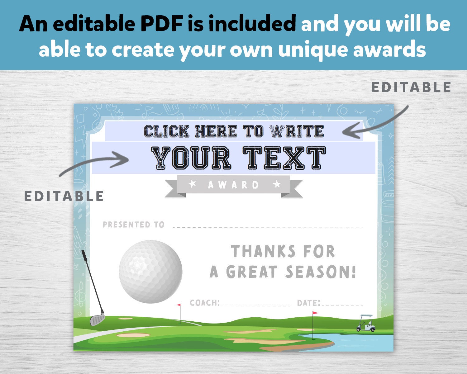 Editable Golf Award Certificates Award Ceremony Certificates - Etsy
