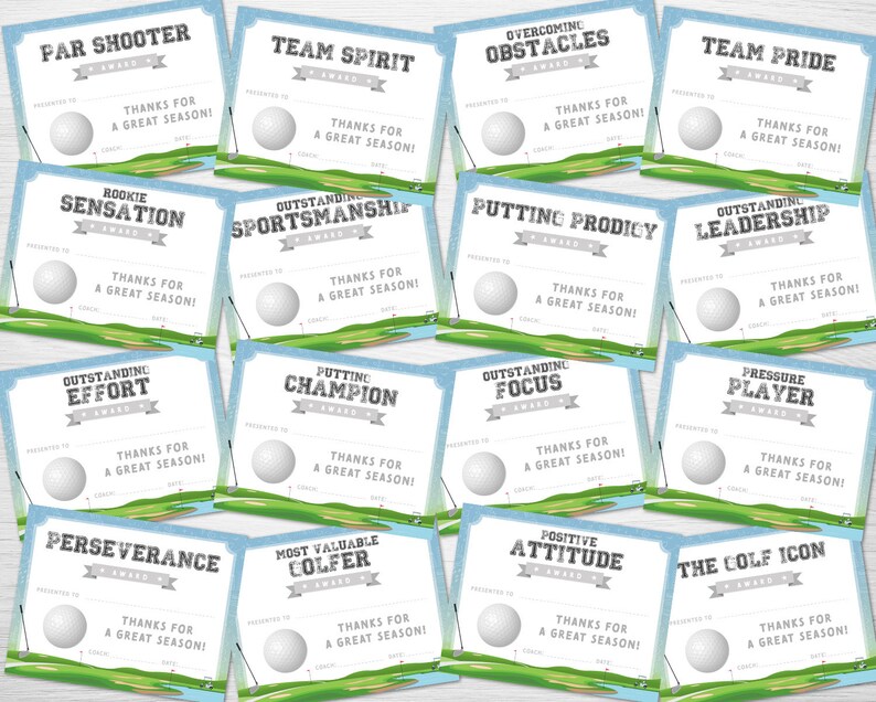 Editable Golf Award Certificates, Award Ceremony Certificates ...