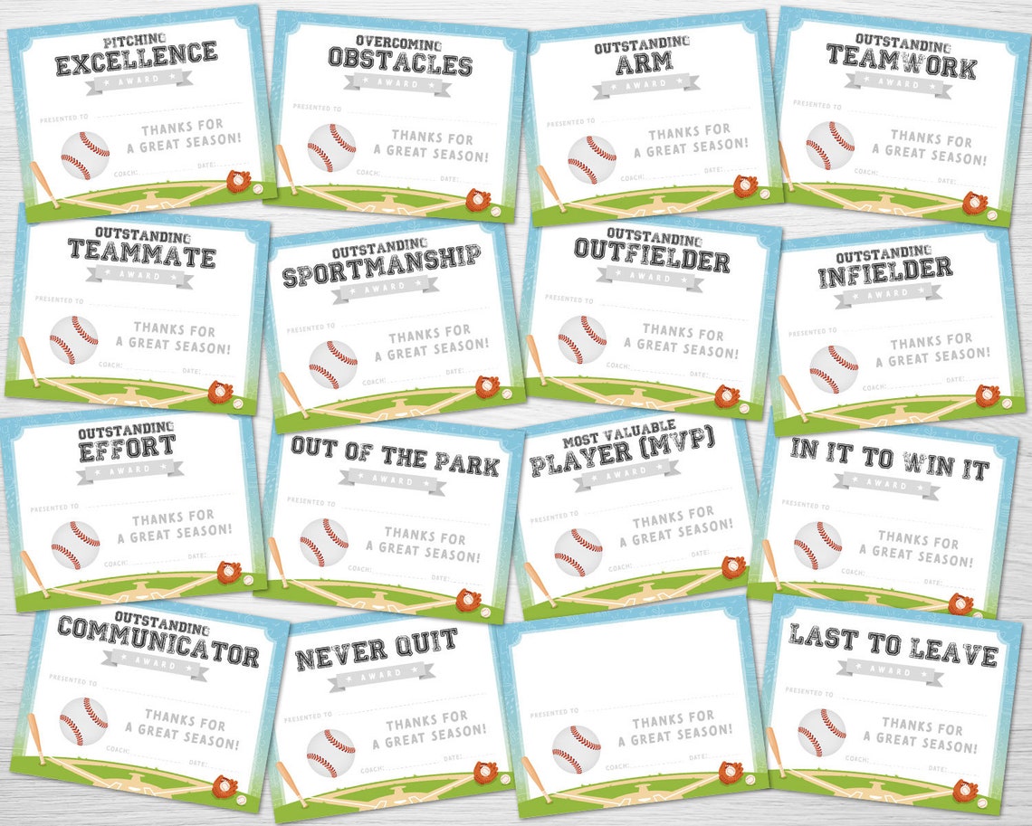 Editable Baseball Award Certificates, Award Ceremony Certificates ...