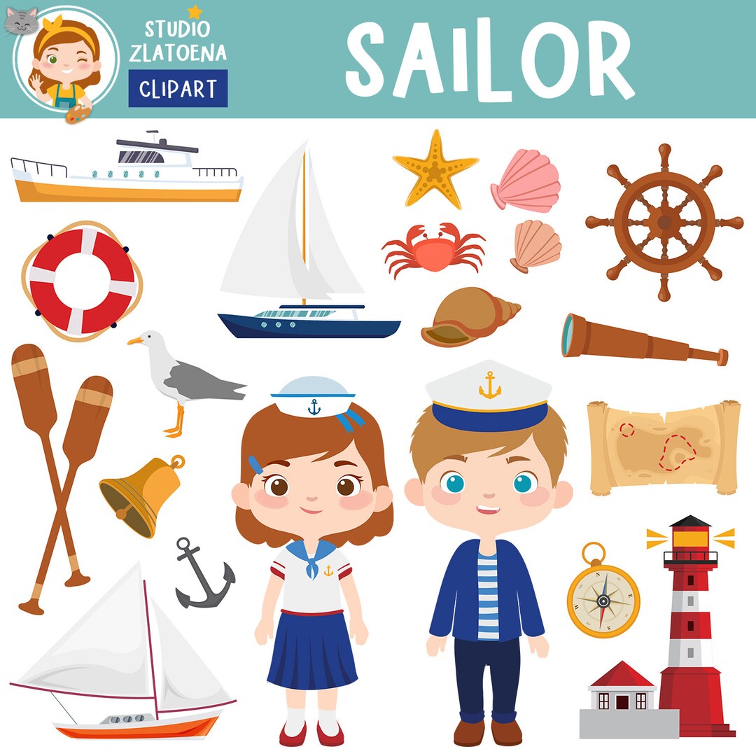 Sailor Clipart Nautical Graphics Ship Yacht Sailboat Clipart Captain ...