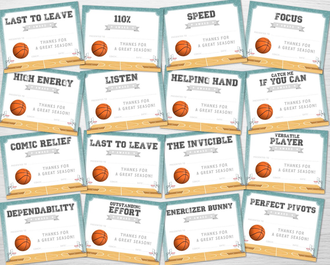 Editable Basketball Award Certificates Award Ceremony - Etsy