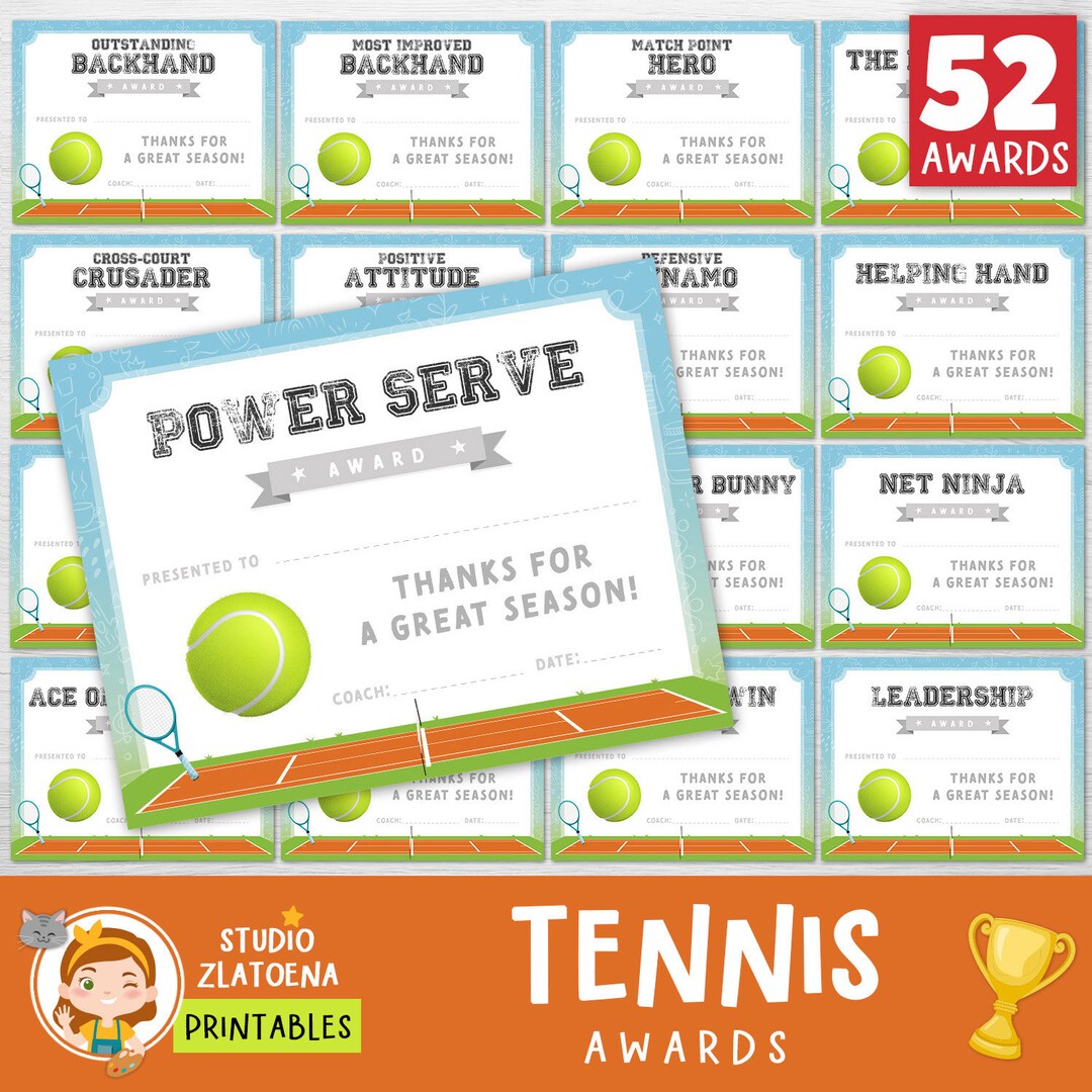 Editable Tennis Award Certificates, Tennis Award Ceremony Certificates ...