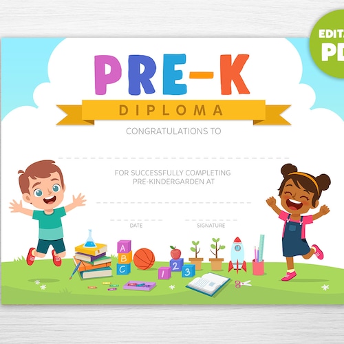 Editable Preschool Certificate With Photo Graduation Diploma - Etsy