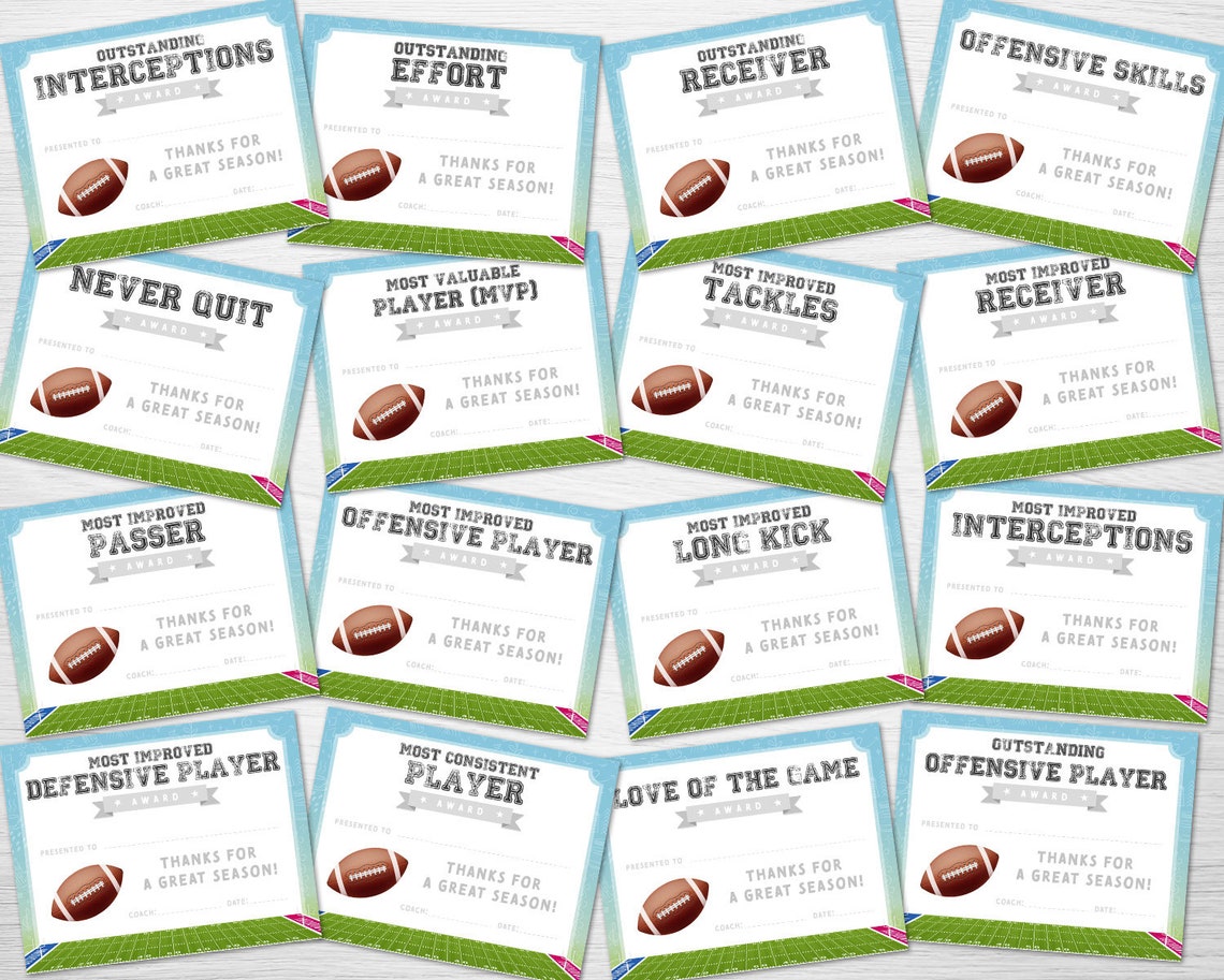 Editable Football Award Certificates Award Ceremony - Etsy