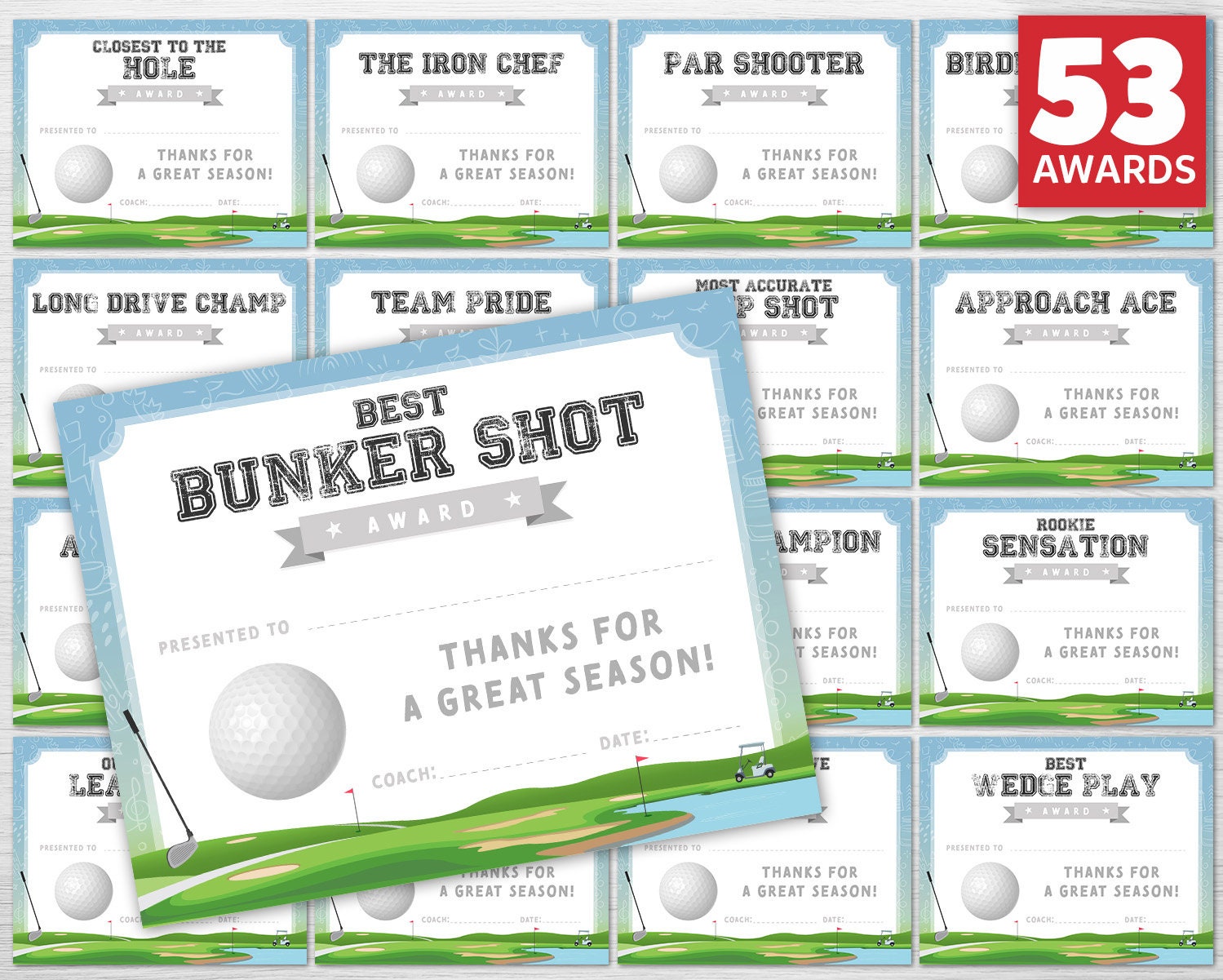 Editable Golf Award Certificates Award Ceremony Certificates - Etsy