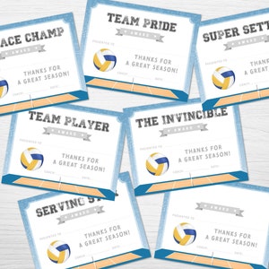 Editable Volleyball Award Certificates, Award Ceremony Certificates ...