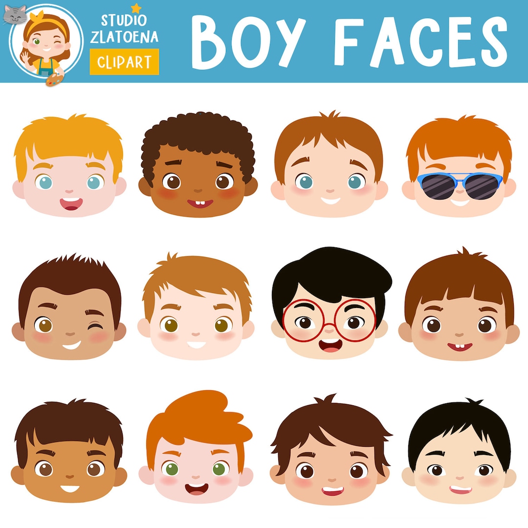 Cute Boy Faces Clipart Kids Faces Digital Clipart Cute Kids Clip Art ...