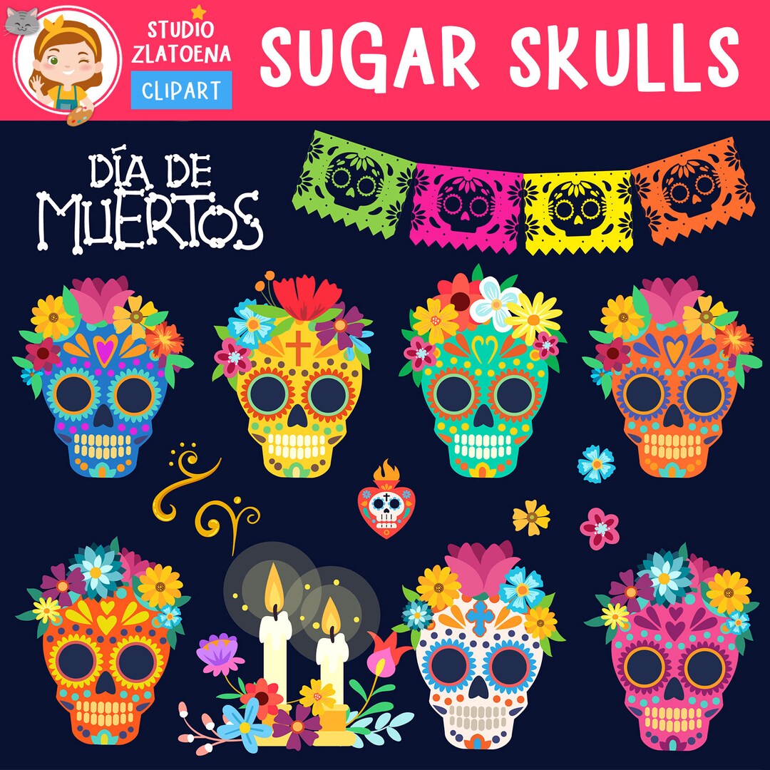 Sugar Skull Clipart Day of the Dead Clip Art Dia De Los Muertos ...
