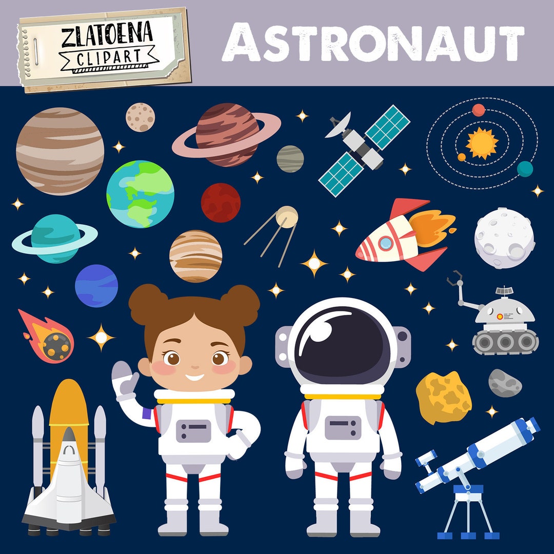 Astronaut Clipart Outer Space Graphics Rocket Ship Clipart - Etsy