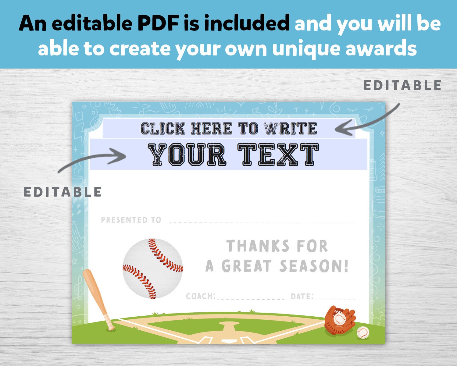 Editable Baseball Award Certificates, Award Ceremony Certificates ...