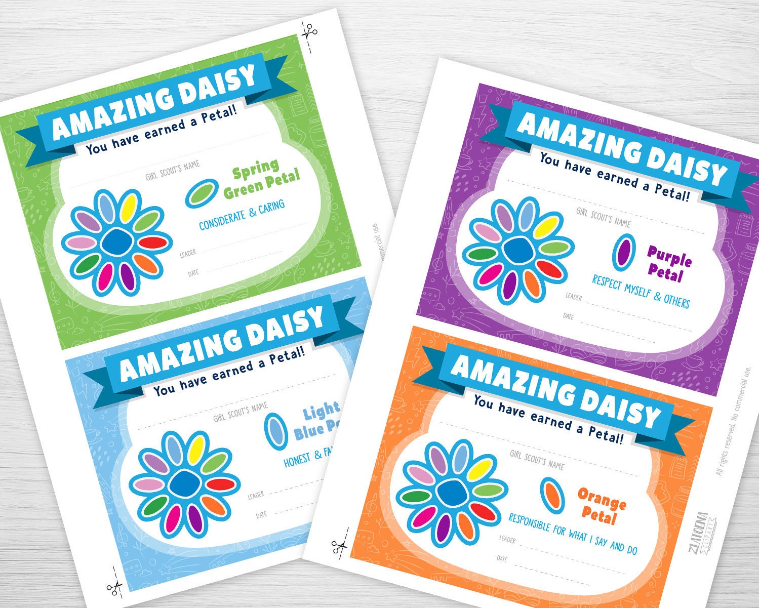 15 Girl Scouts Daisy Petal & Leaf Certificates Printable | Etsy