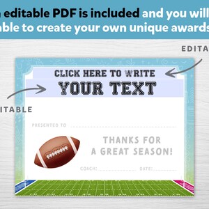 Editable Football Award Certificates, Award Ceremony Certificates ...
