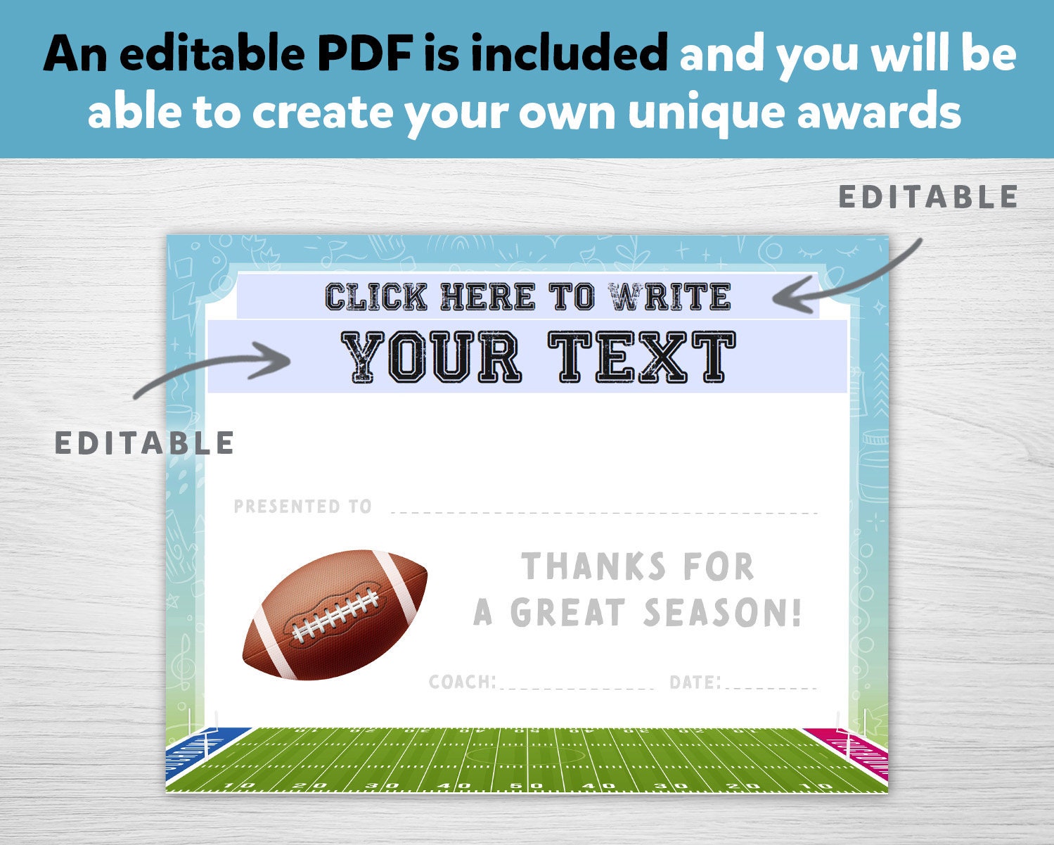 Editable Football Award Certificates, Award Ceremony Certificates ...