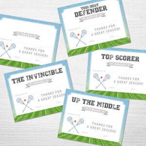 Editable Lacrosse Award Certificates: End of Season Team Awards (54 PDF ...