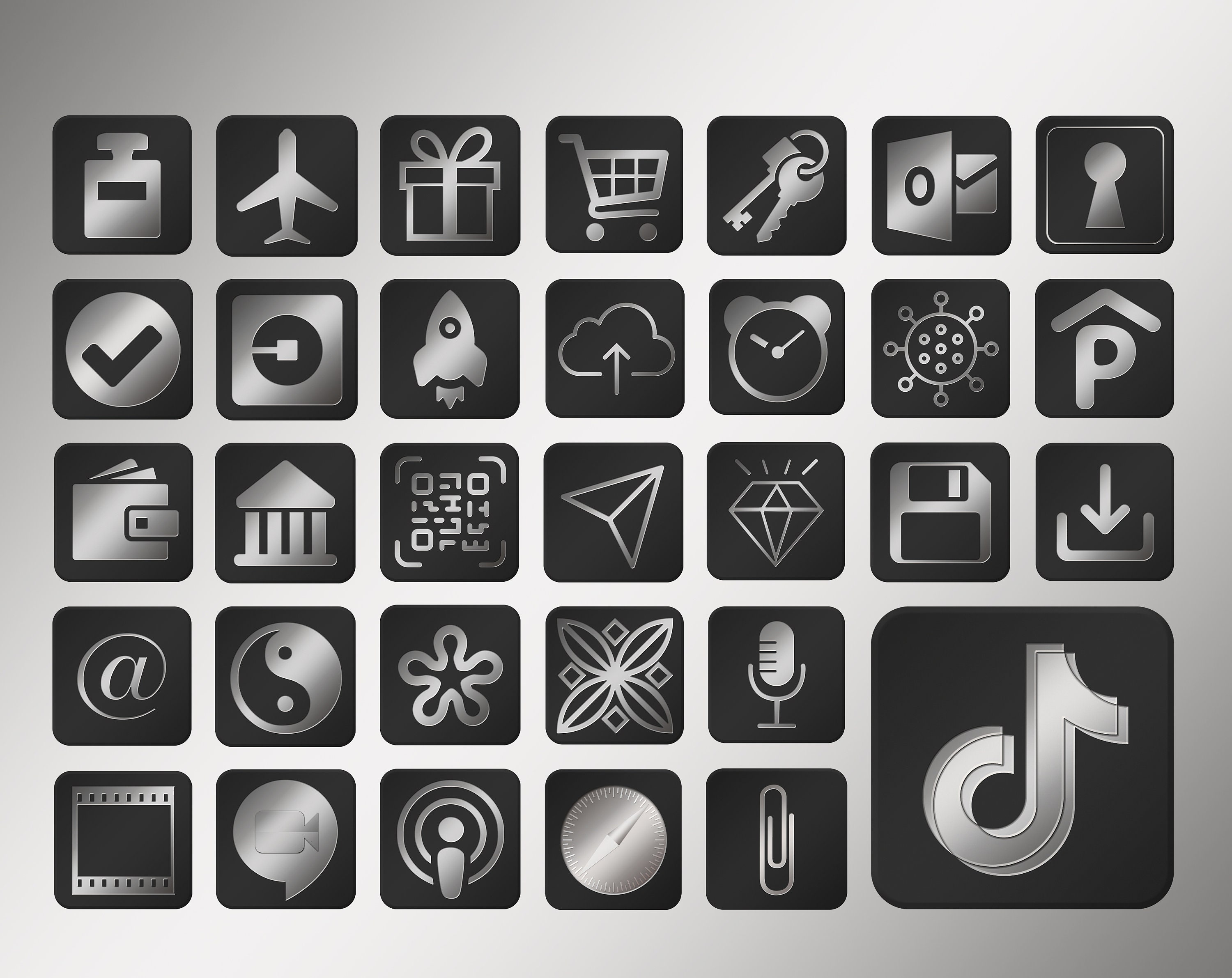 App Icons Black Silver 150 Premium Iphone Apple and Samsung | Etsy