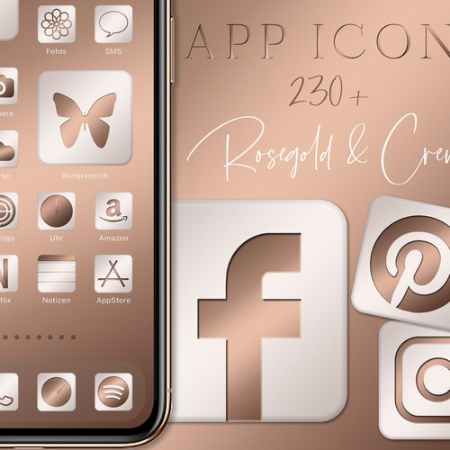 App Icons Rose Gold & Rose 200 Premium Iphone Apple and - Etsy
