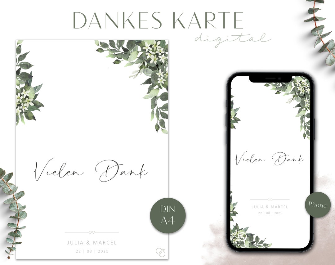 Thank You Card Wedding | Acknowledgement Card Digital Customizable ...