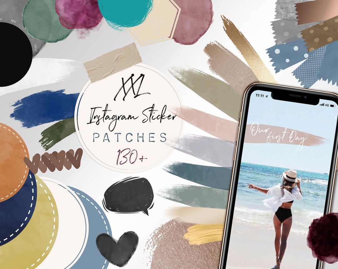 130+ Instagram Story Sticker Patches XXL | Brush Strokes | Colors - Etsy
