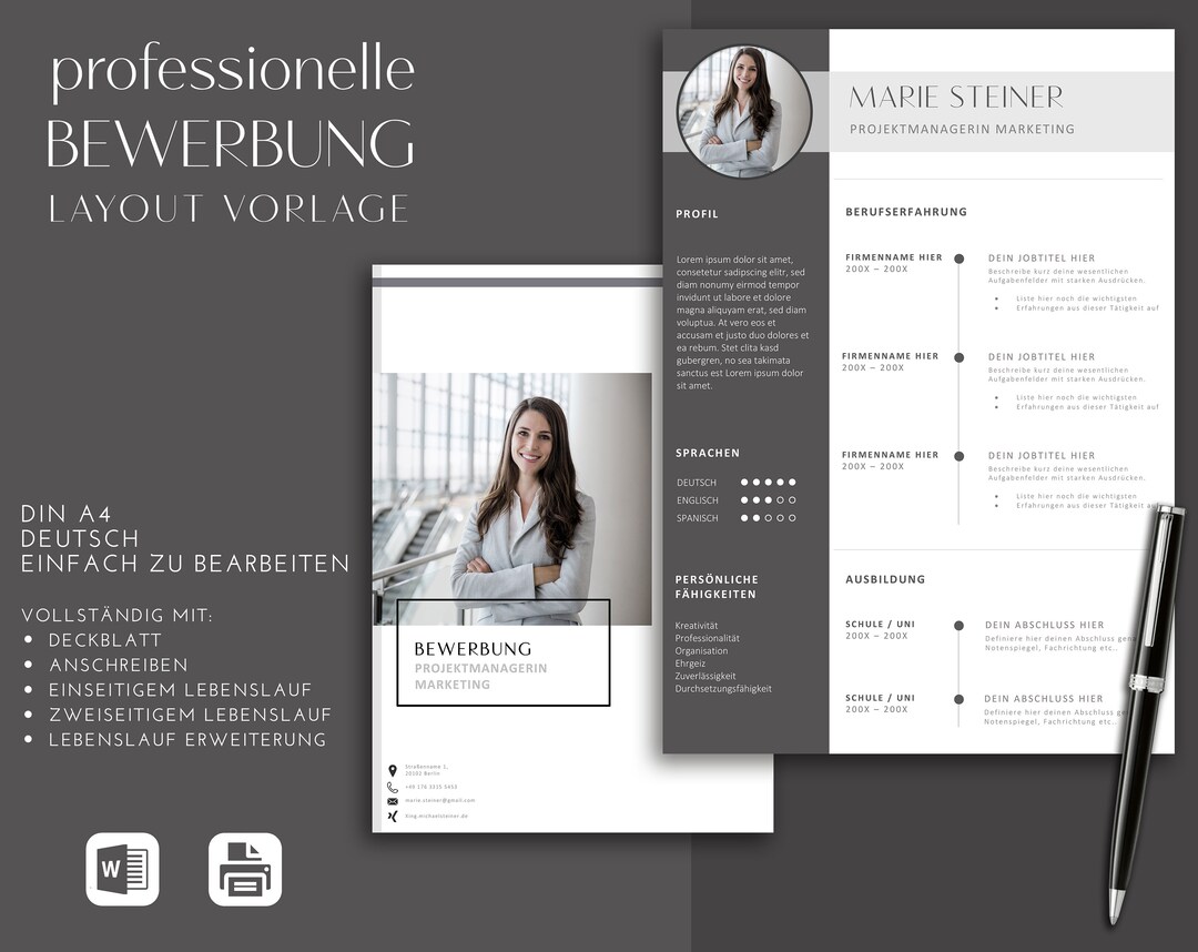 Resume Template, Professional Resume Template for Word and Pages ...