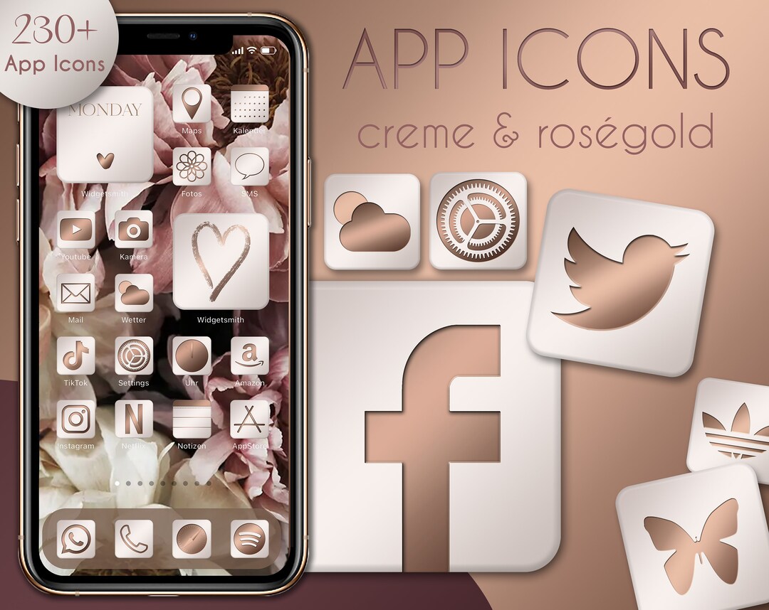 App Icons Rose Gold | 230+ Premium iPhone Apple and Samsung App Icons ...