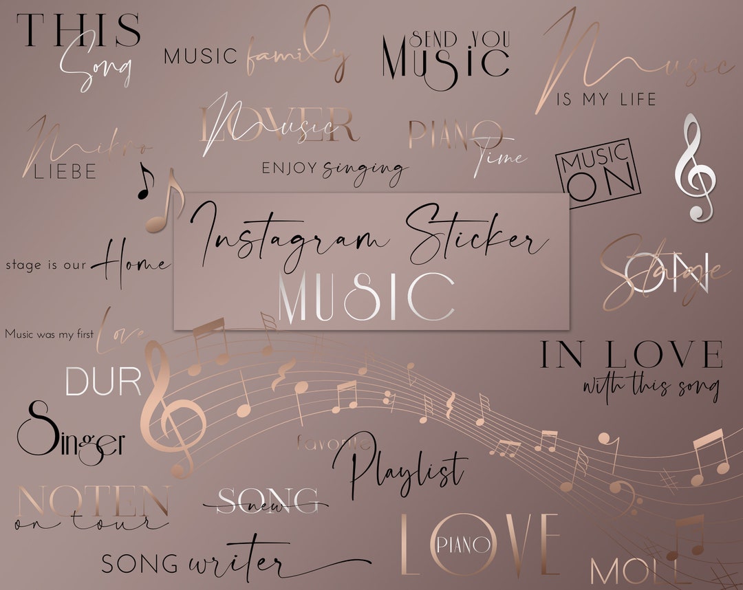 Instagram Sticker Music, Musician 90+ Story Stickers | Rose Gold | Gold ...