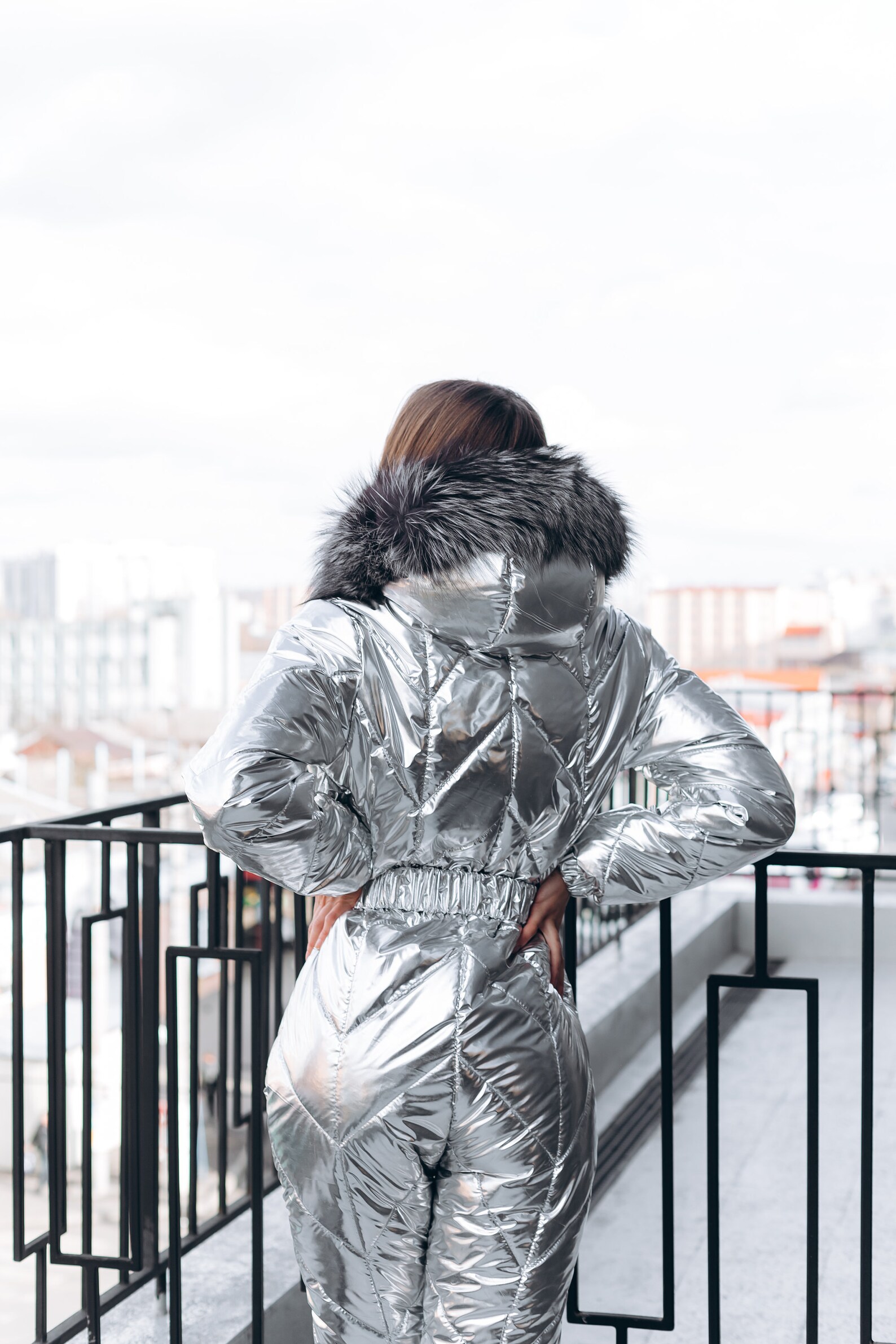 Custom Women's Silver Ski Jumpsuit: Tailored Ski Outfit With Eco-fur ...