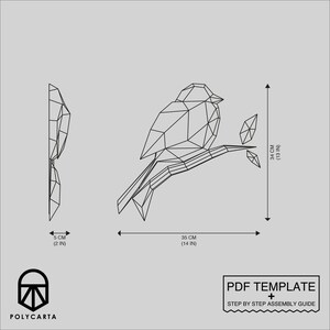 Pink Robin Papercraft Sculpture, DIY 3D Animal Wall Décor, PDF Template ...