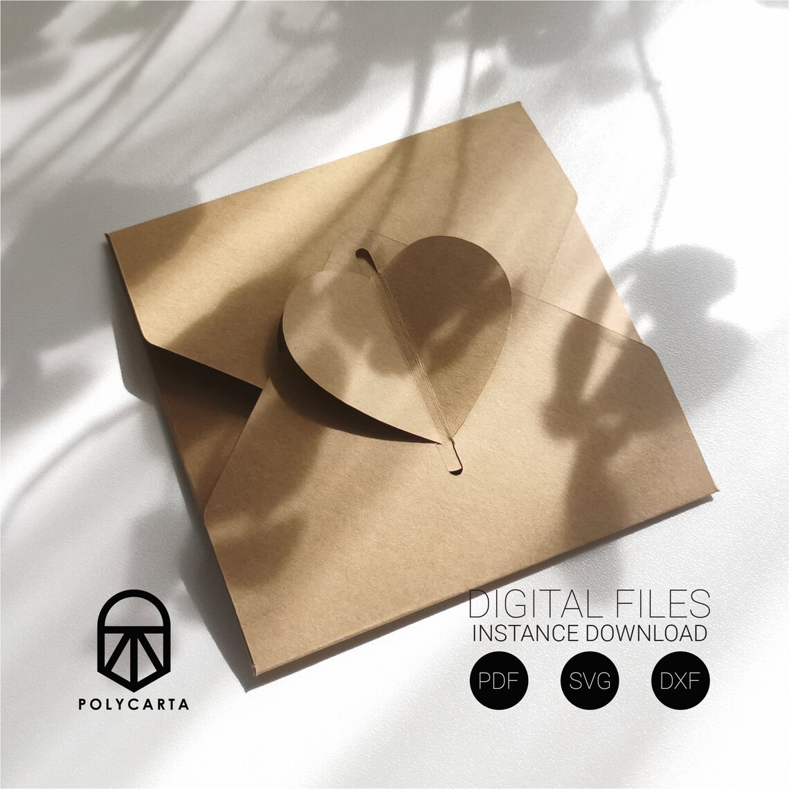 Heart Clasp Envelope, Square Format ( Instance Download | Printable PDF ...