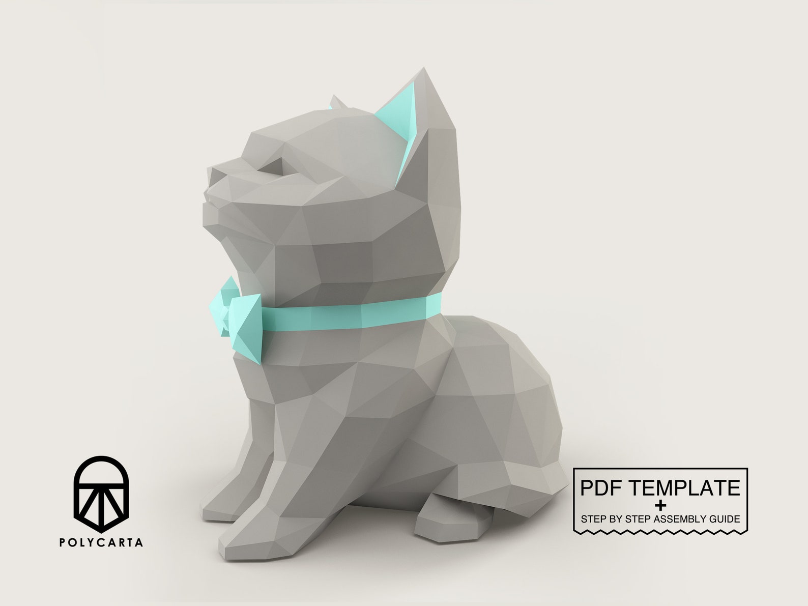 Kitty Cat Papercraft Sculpture, DIY 3D Animal Décor, PDF Template With ...