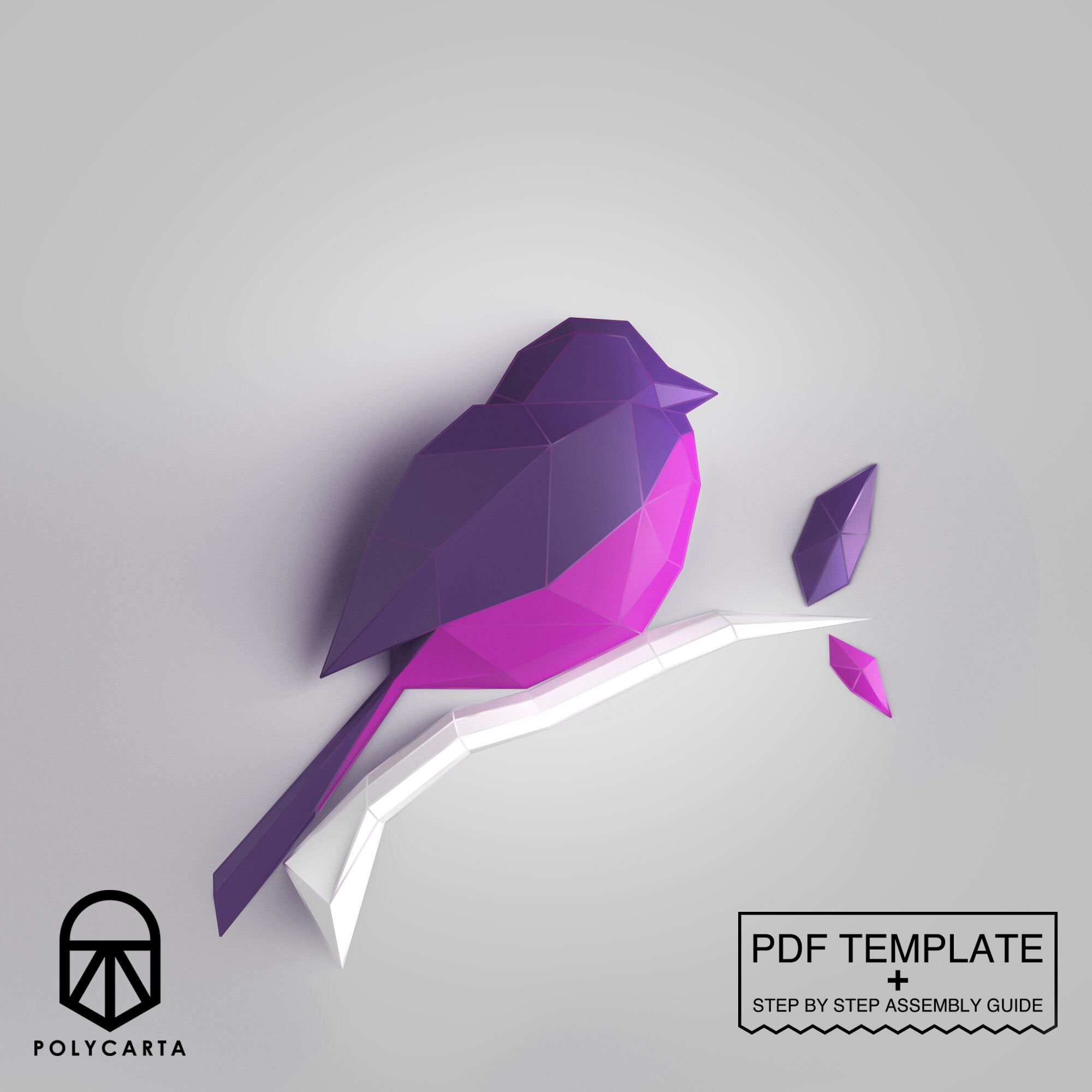 Pink Robin Papercraft Sculpture DIY 3D Animal Wall Décor PDF - Etsy