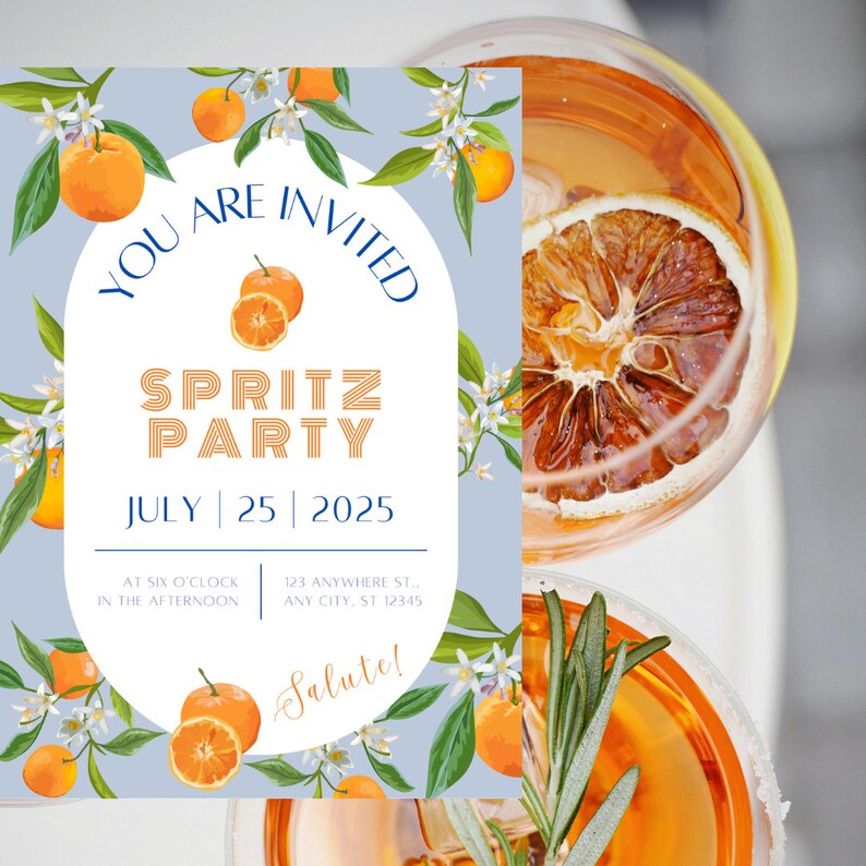 Editable Aperol Spritz Party Invitation Template - Bachelorette, Bridal ...