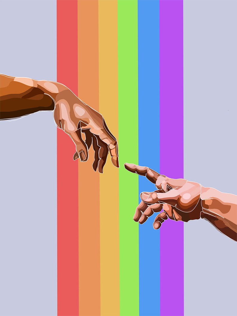 LGBT Print Rainbow Pride Art, Retro Rainbow Flag Lesbian Printable ...