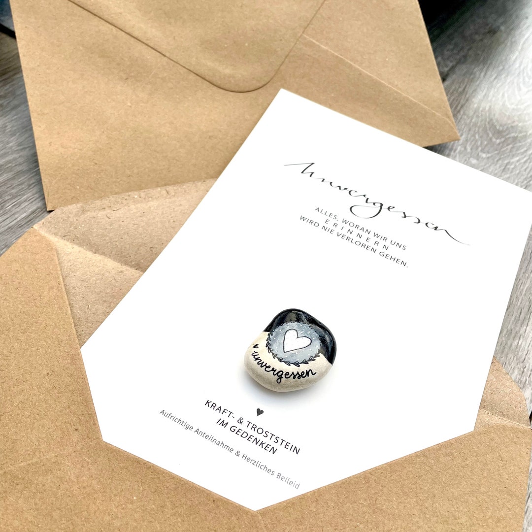 Mourning Card With Mini Memorial Stone, Consolation Card, Condolence ...