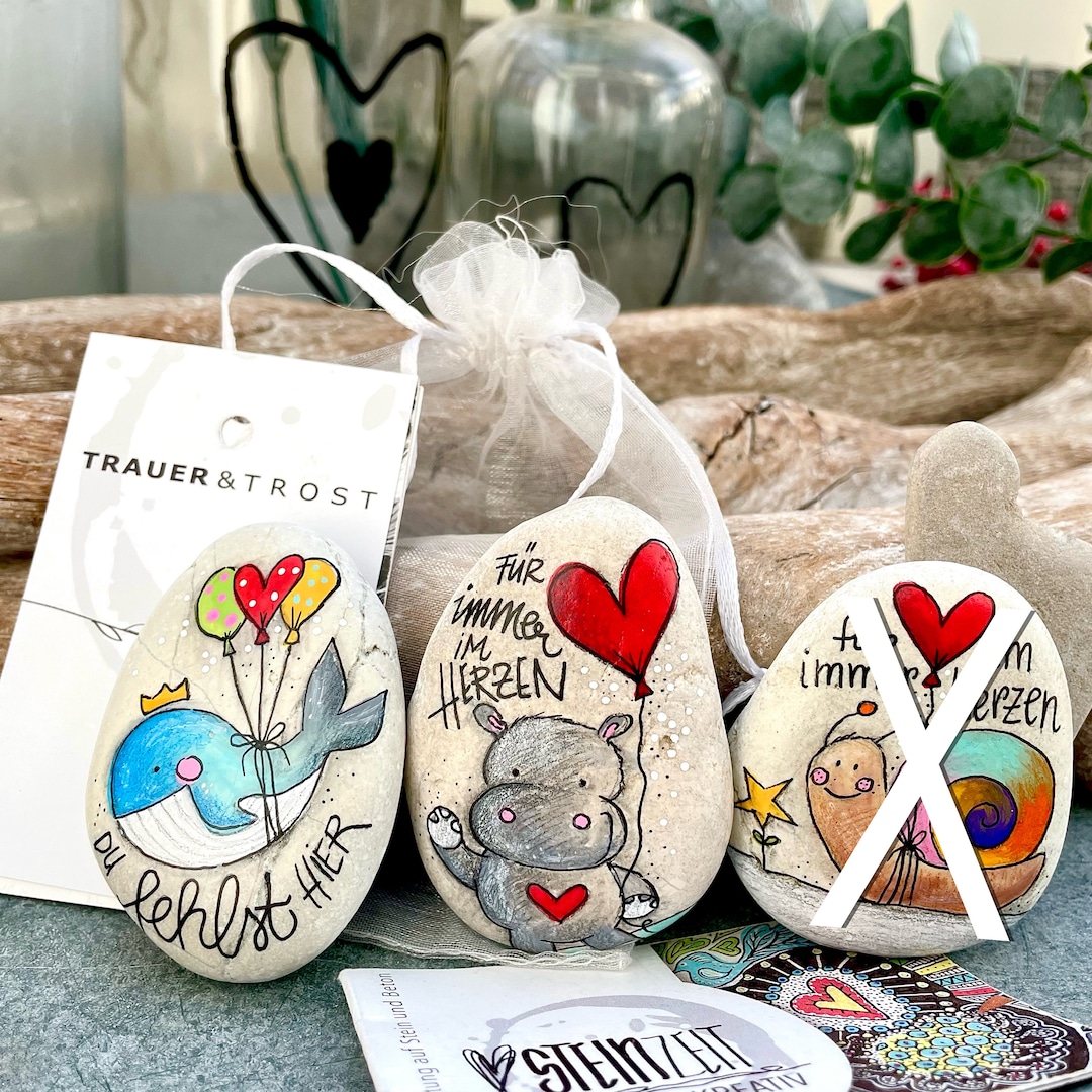 Small Memorial Stone, Mourning Stone, Small Pebble Painted, Mourning ...