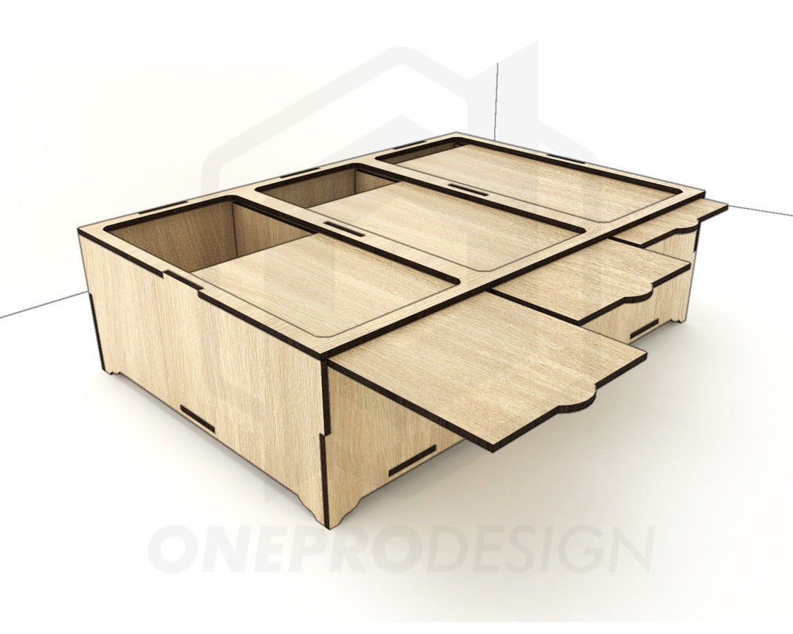 Boxes Slid Lid With 3 Compartment, 2 Sizes, for 1/8" or 3.1mm Thk Wood ...